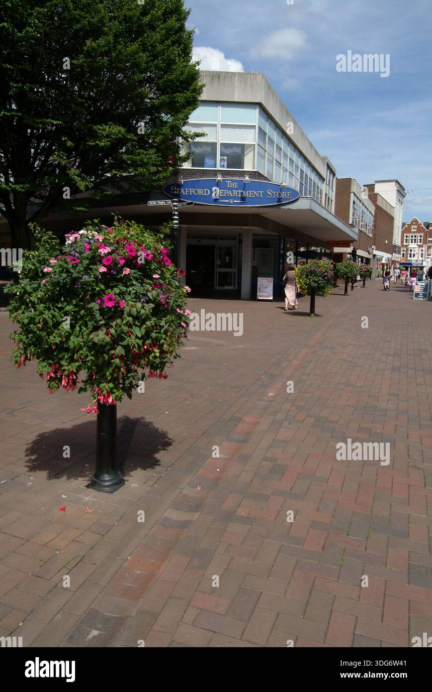 Stafford, town centre floral display outside the Stafford Department ...
