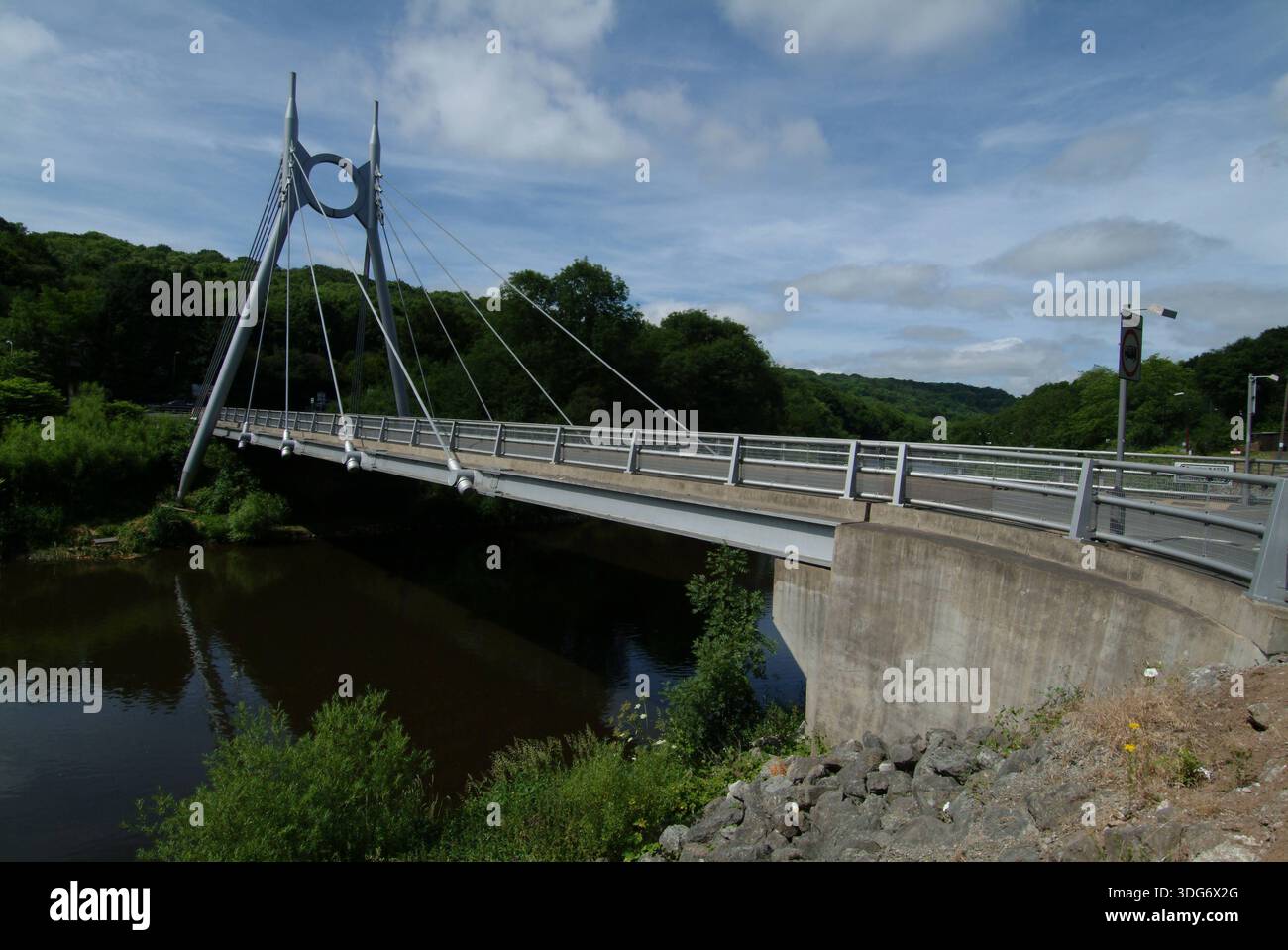 Telford, Jackfield bridge in a riverside village in the borough of ...