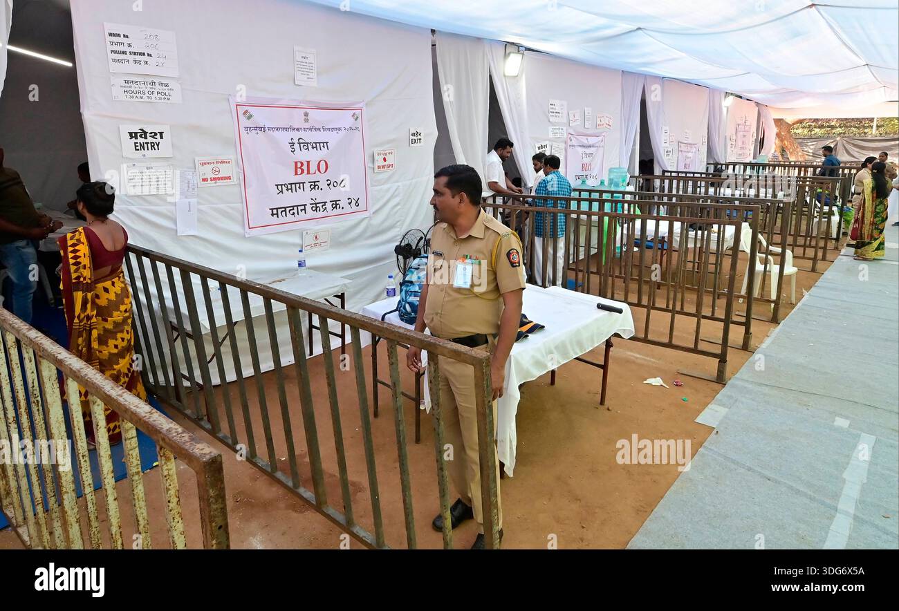 MUMBAI, INDIA - JANUARY 15: Deserted view of Polling booth during BMC ...