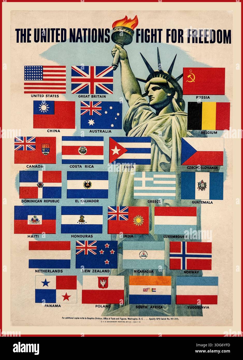 ‘The United Nations Fight for Freedom’ Poster 1942 Vintage USA American ...