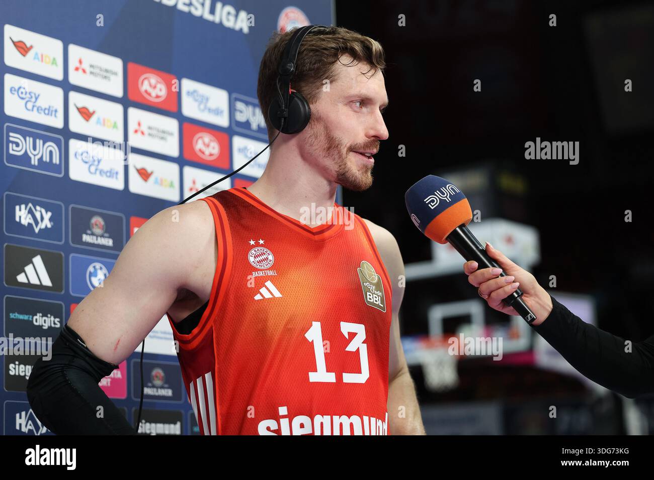 Andreas Obst (FC Bayern Basketball, #13) during the interview after the ...