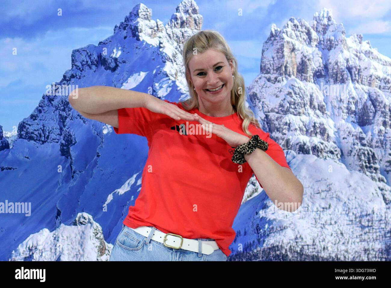 MUNICH, GERMANY - JANUARY 12: Laughing Eitberger, Dajana (luge doubles ...