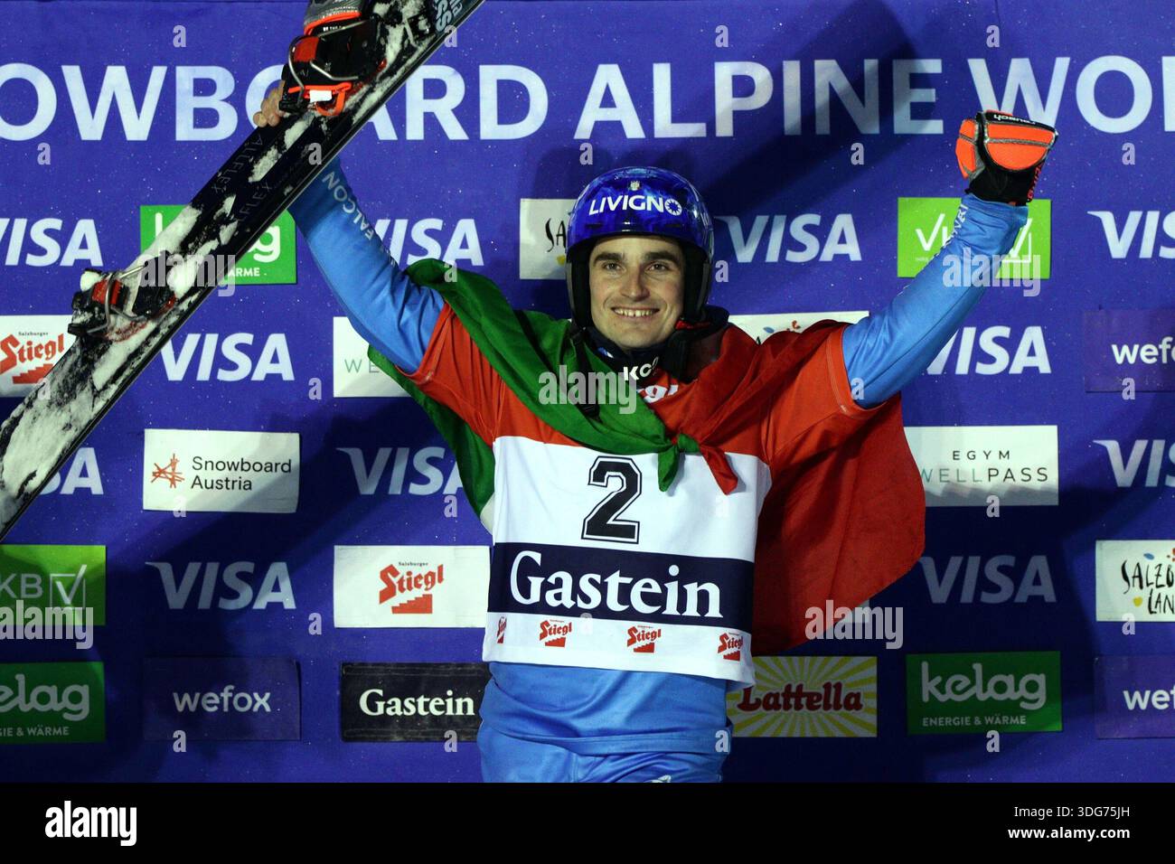 BAD GASTEIN, AUSTRIA - JANUARY 13: Happy at the podium Winner BORMOLINI ...