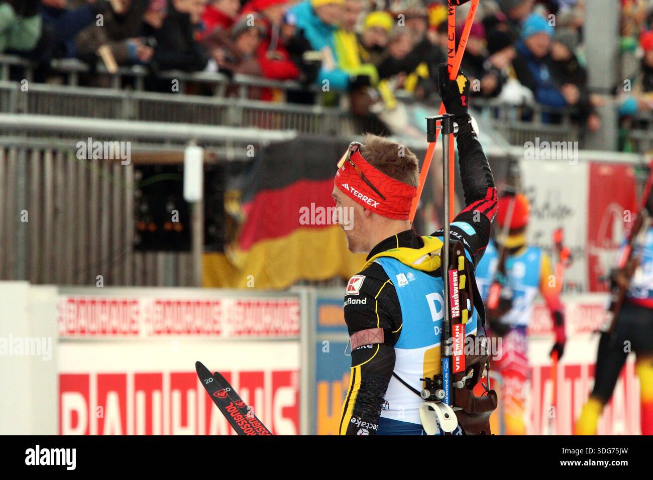 RUHPOLDING, GERMANY - JANUARY 15: ZOBEL David (GER, #4-3) waves his ...