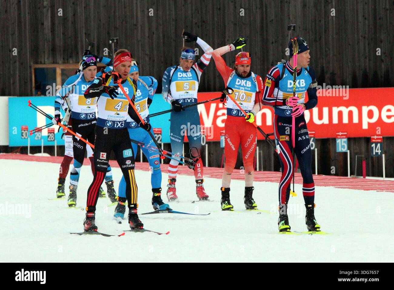 RUHPOLDING, GERMANY - JANUARY 15: Athletes coming to the shooting range ...