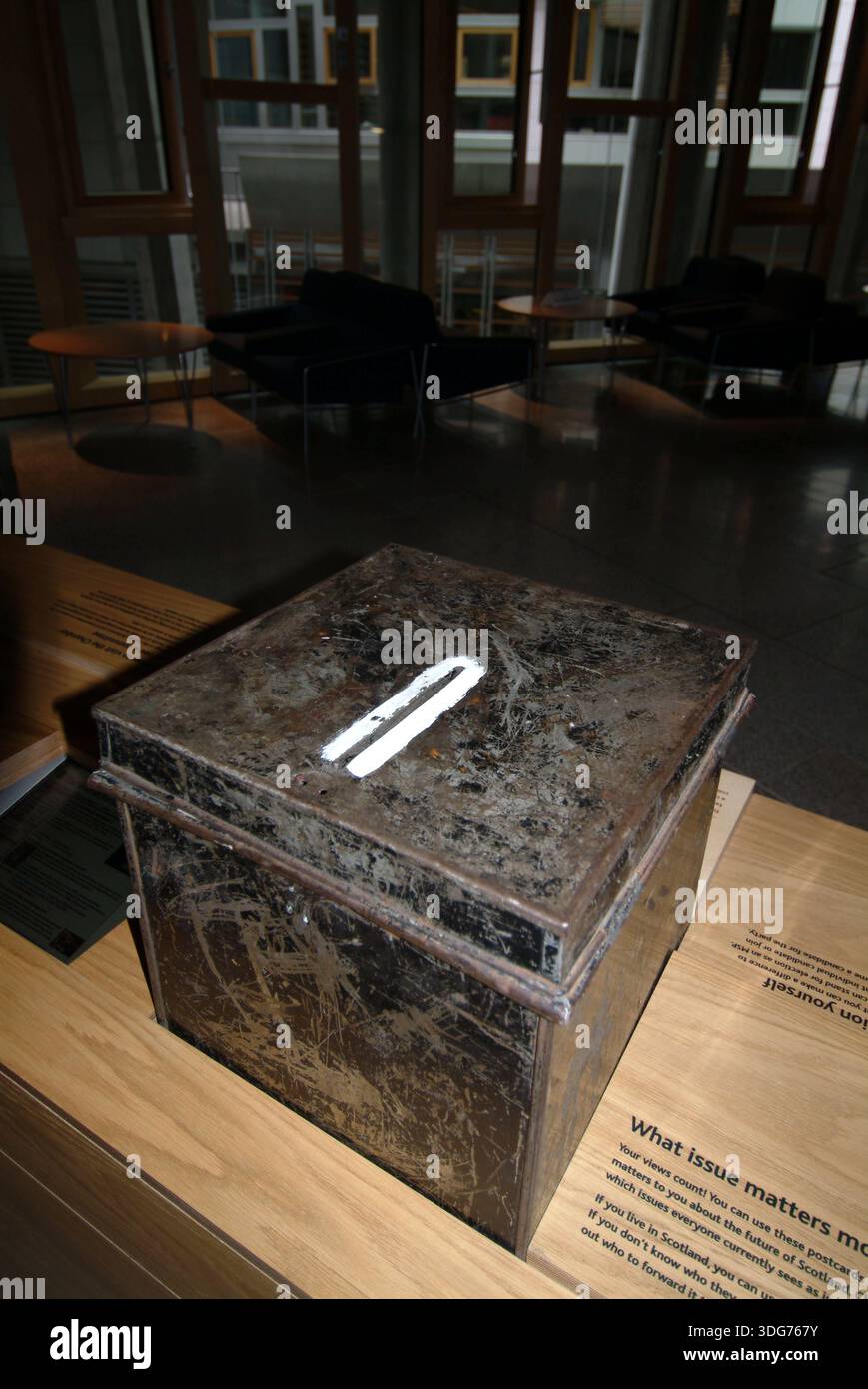 Battered old Ballot Box with distressed black painted exterior ...