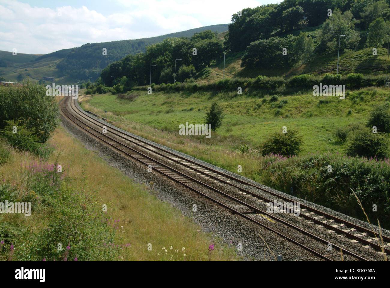 Pennine railway tracks on Pennine Way. - Yorkshire, United Kingdom ...