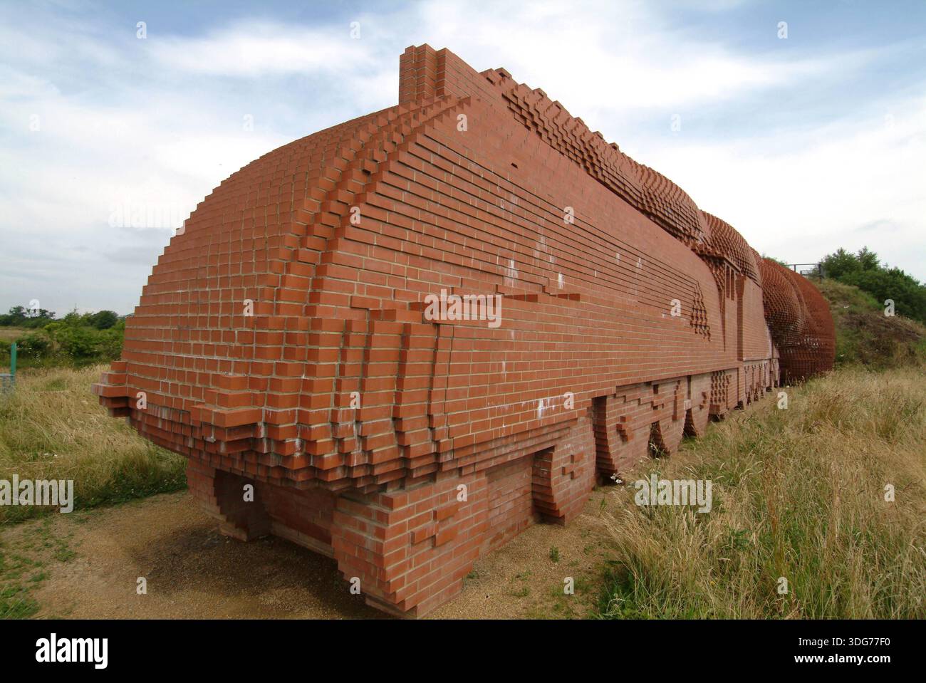 The Brick Train, life-size train sculpture by David Mach, made from red ...