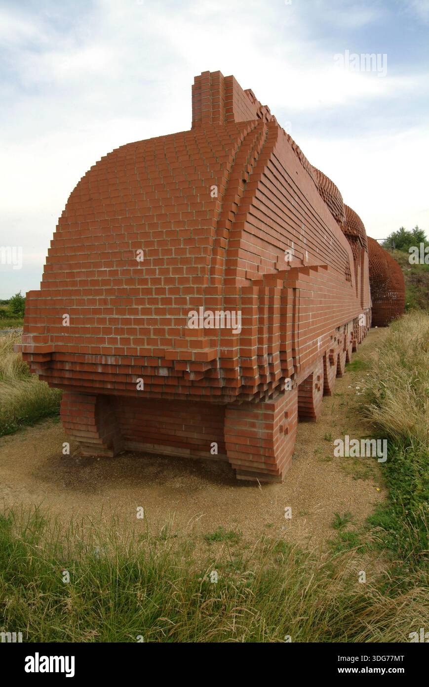 The Brick Train, life-size train sculpture by David Mach, made from red ...