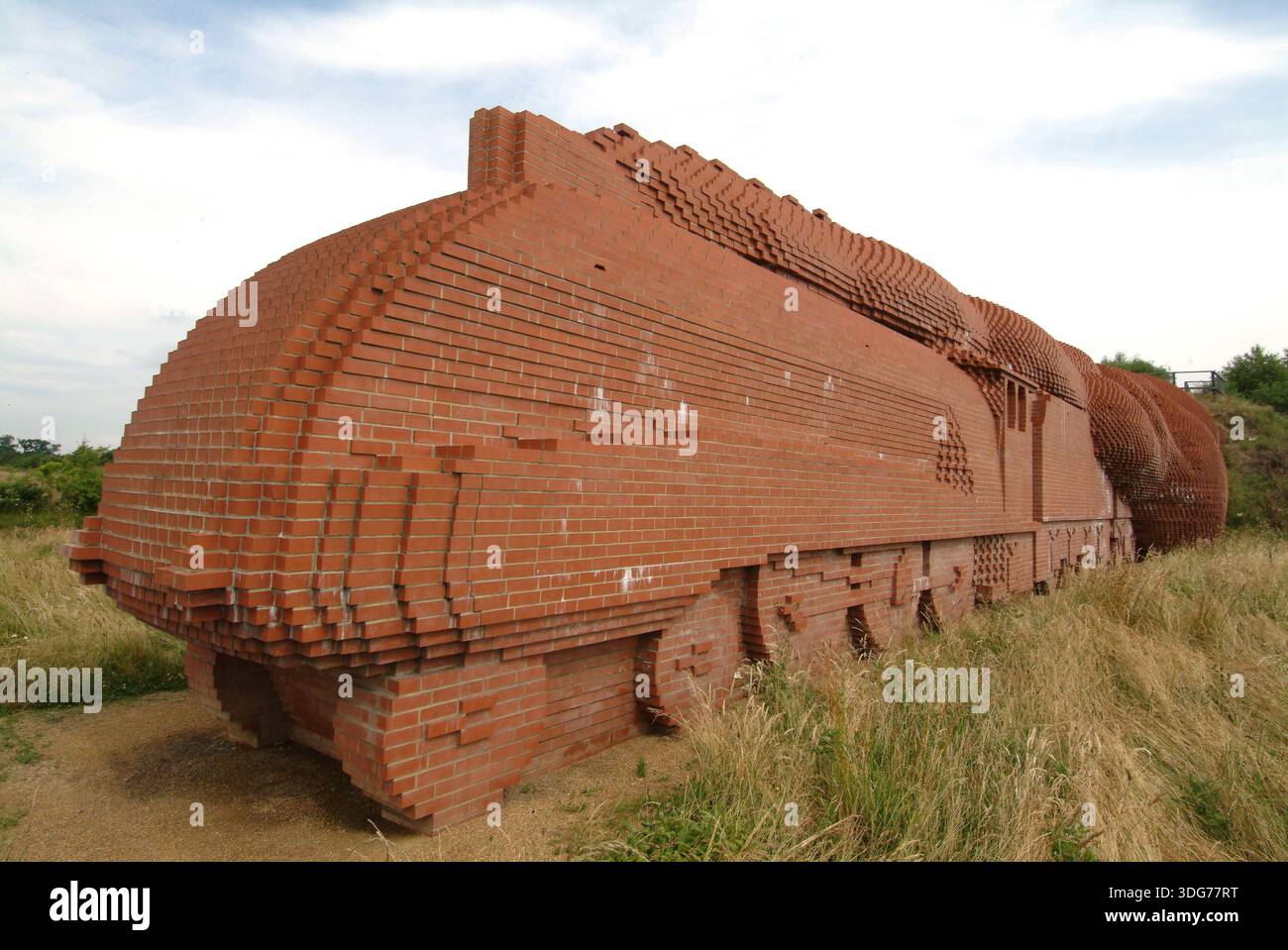 The Brick Train, life-size train sculpture by David Mach, made from red ...