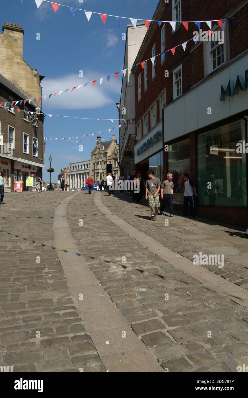 Durham, Silver Street with bunting. - Durham - England, United Kingdom ...