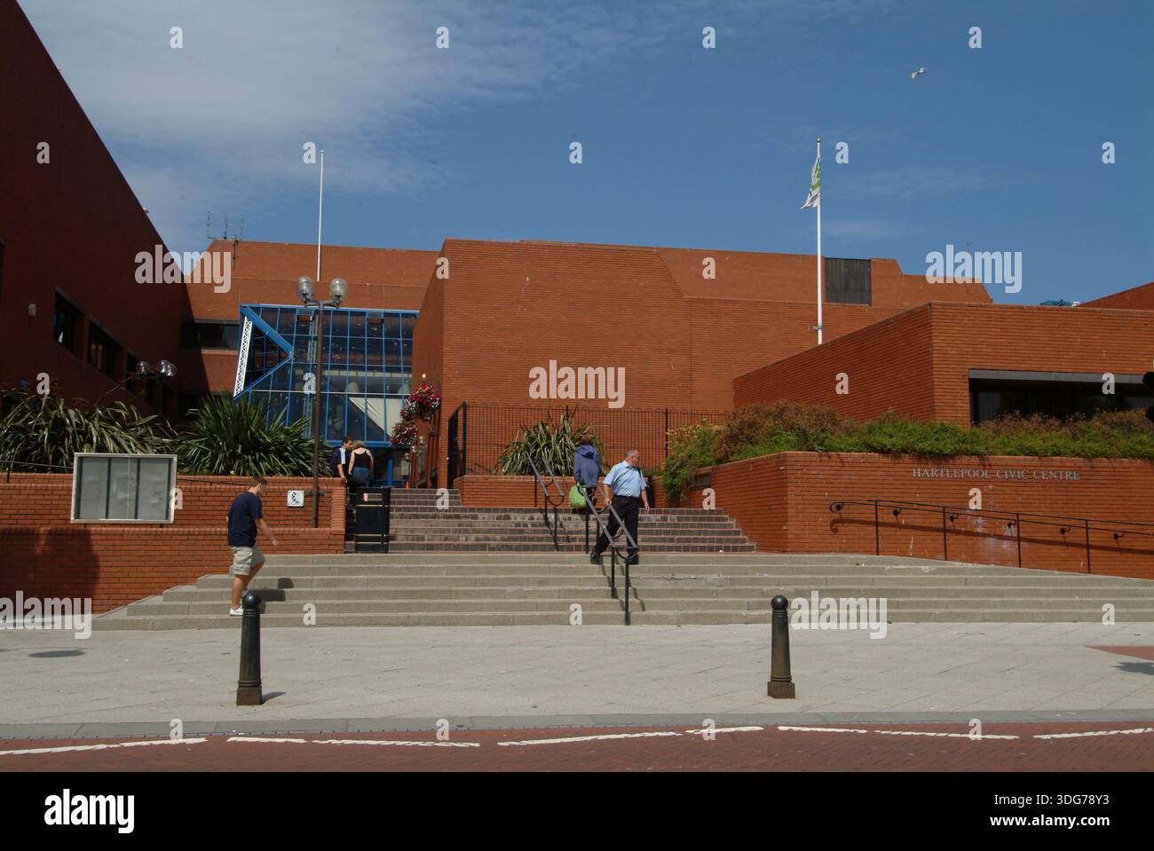 Hartlepool Civic Centre featuring a prominent fountain in a bustling ...