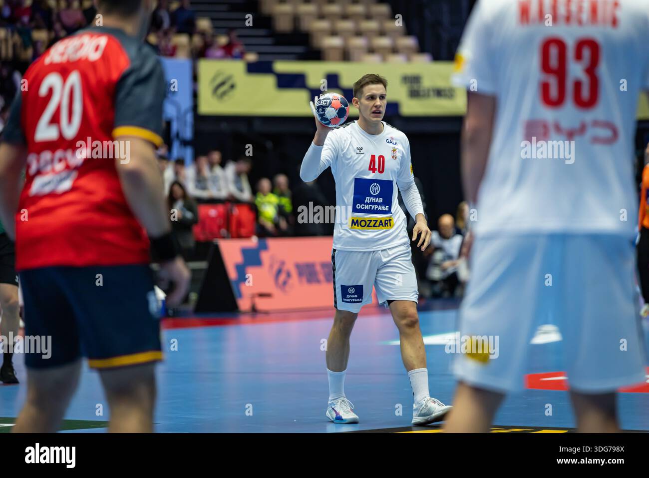 HERNING, DENMARK - JANUARY 15: Stefan Dodic (Serbia, 40) in attack ...