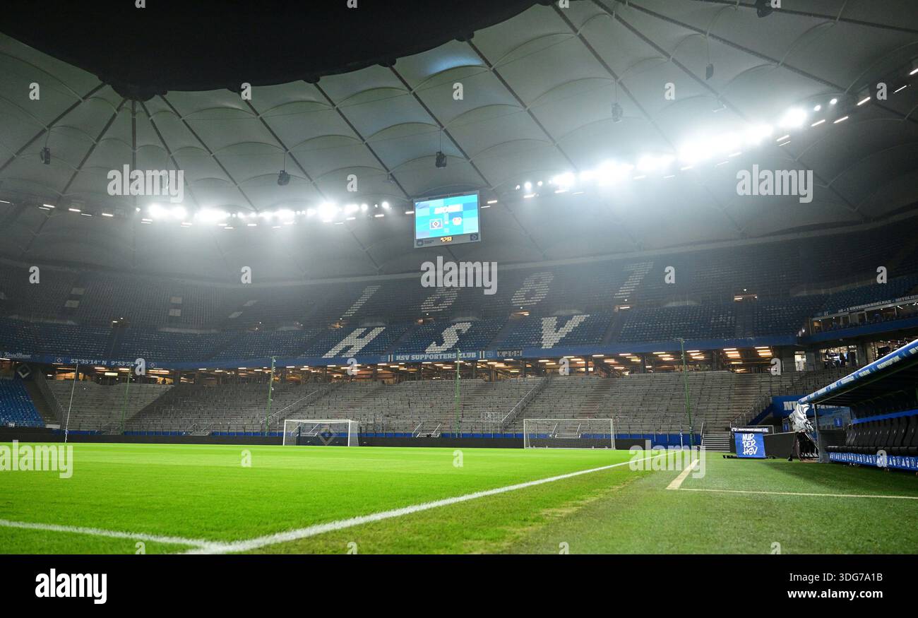 Match cancellation, empty Volksparkstadion, North Tribune Hamburg ...