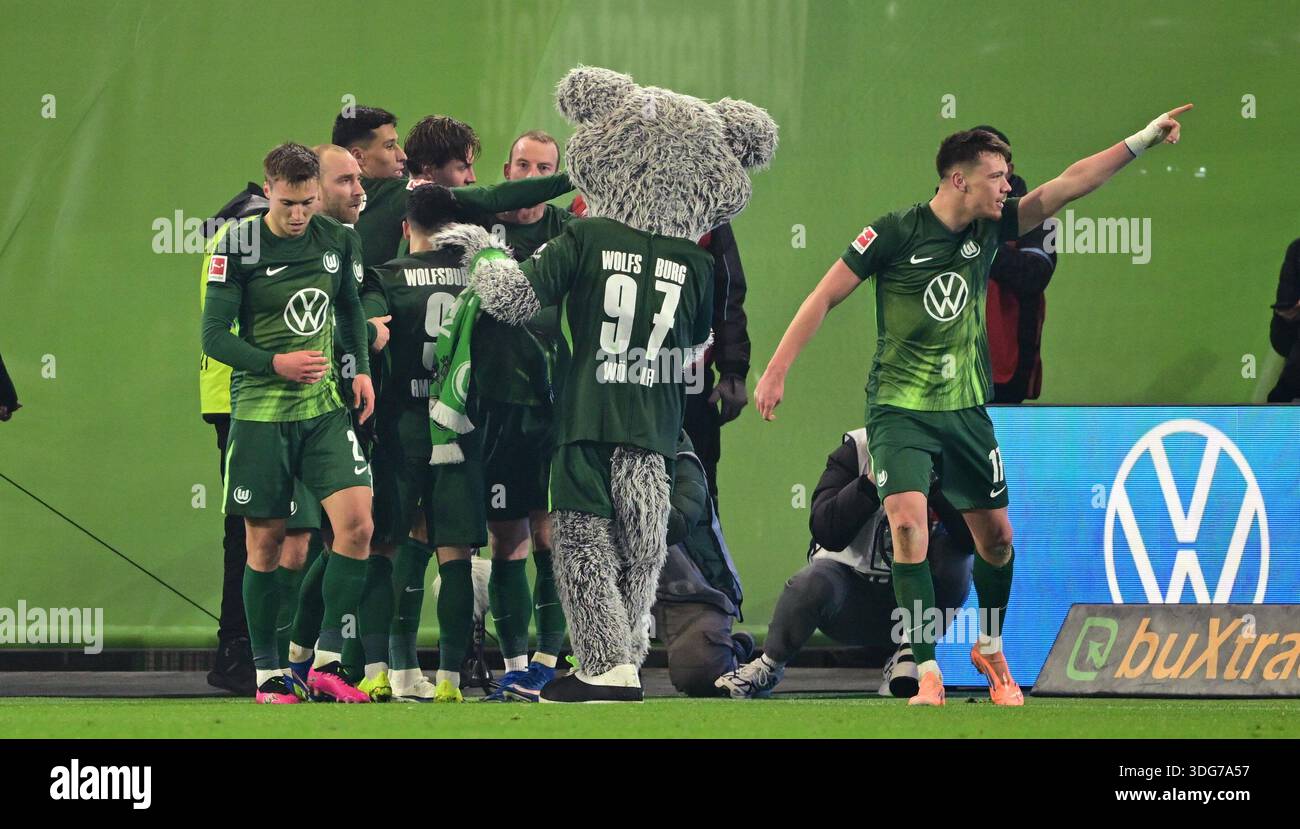2:1 Goal, celebration, from left: Kilian Fischer, Moritz Jenz, Mohamed ...