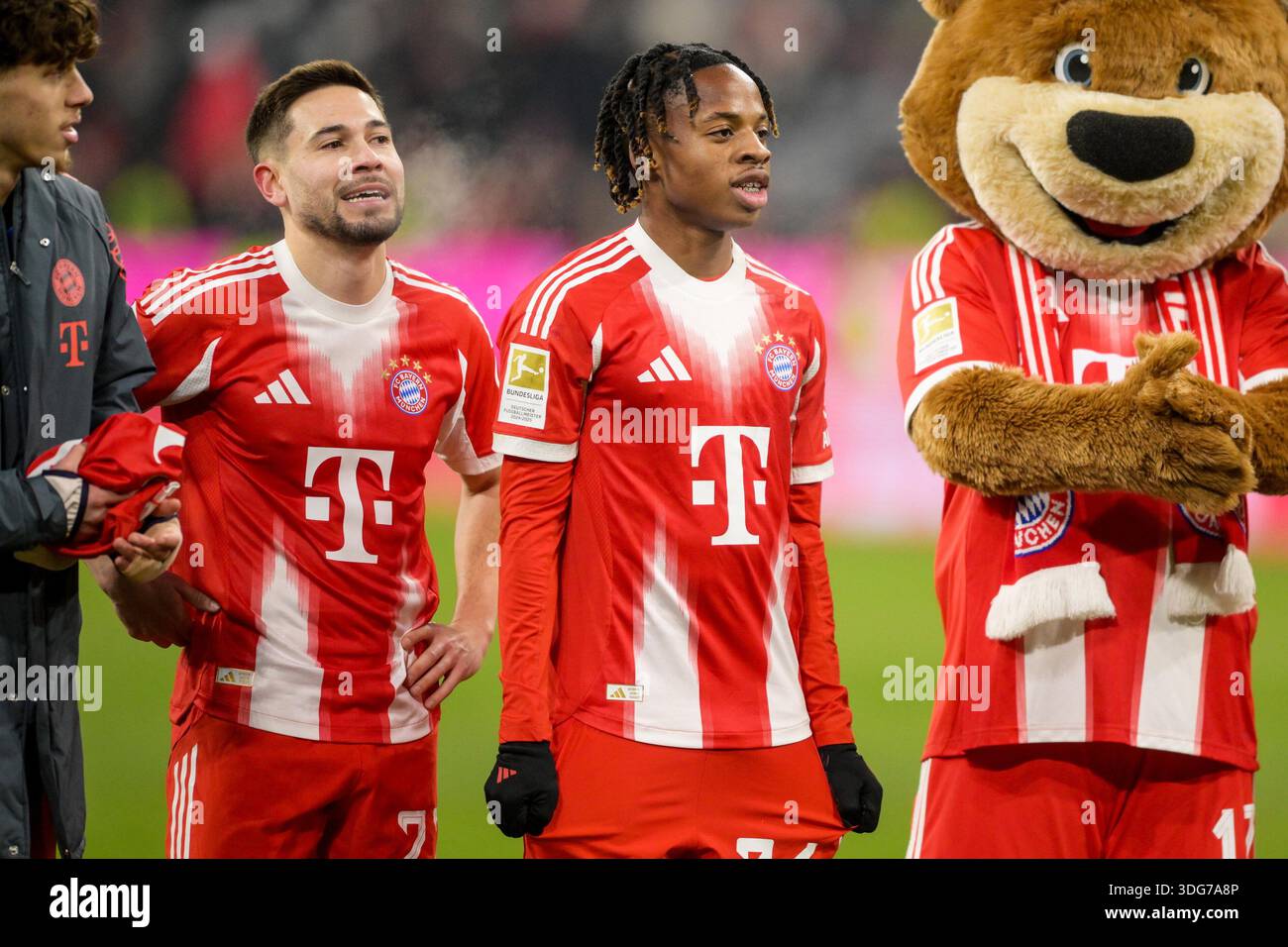 Final celebration from left: Raphael Guerreiro, Wisdom Mike, mascot ...