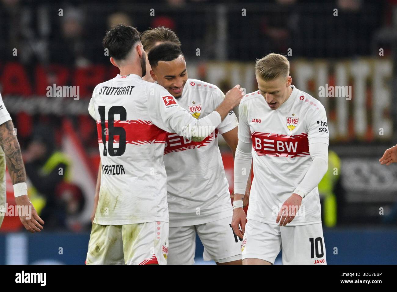 0:3 Goal, celebration, from the left Atakan Karazor, goal scorer Jamie ...