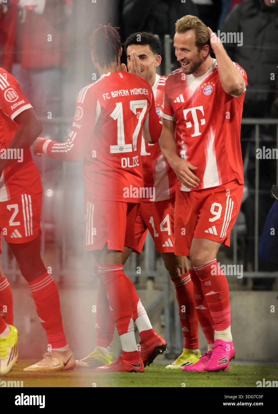 6:1 Goal, celebration, from left Michael Olise, Luis Diaz, goal scorer ...