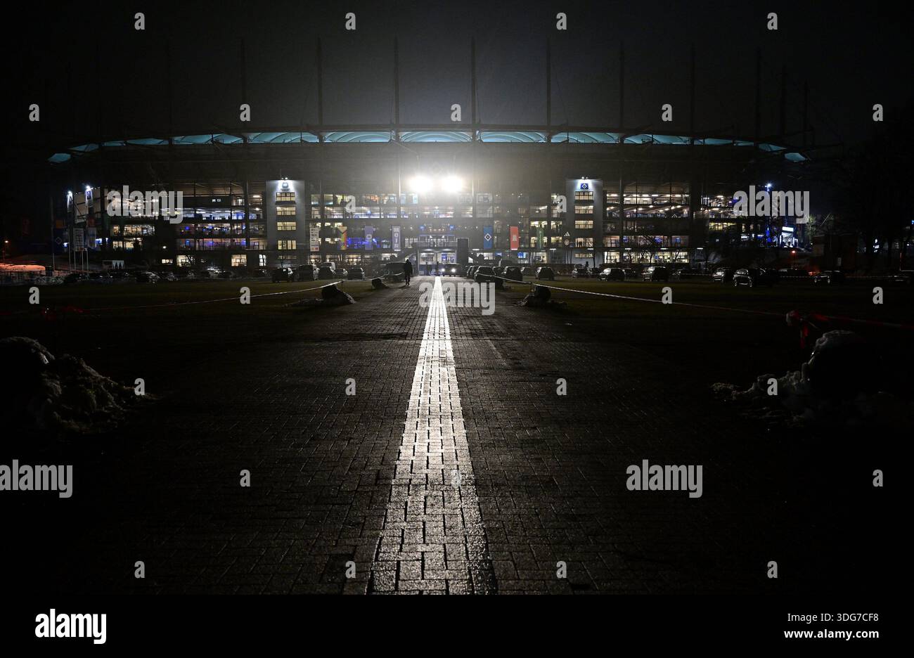 Match cancellation, Volksparkstadion exterior view Hamburg, January 13 ...