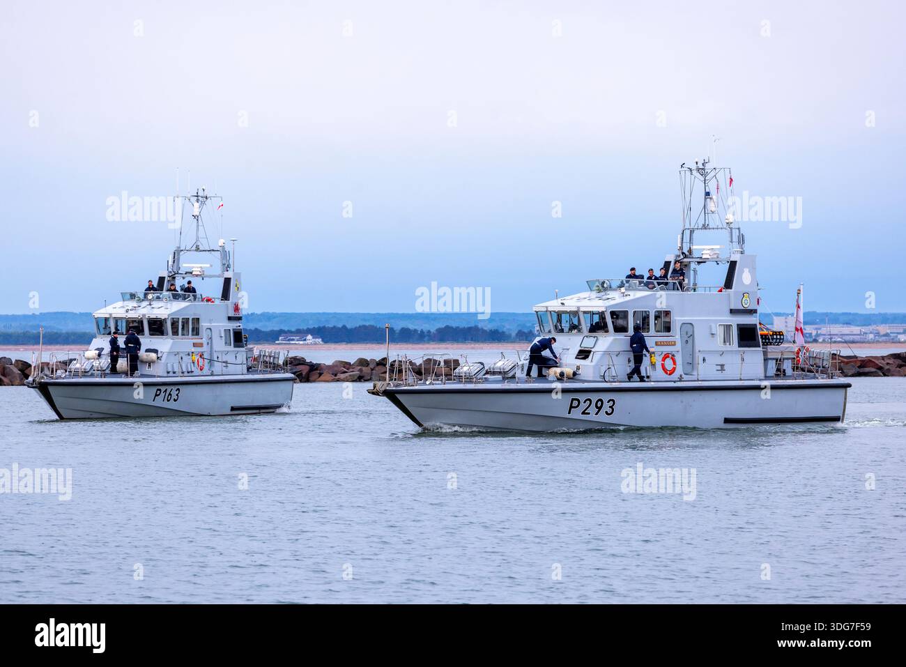 Royal Navy P2000 HMS Express and HMS Ranger at dawn on the 21st May ...