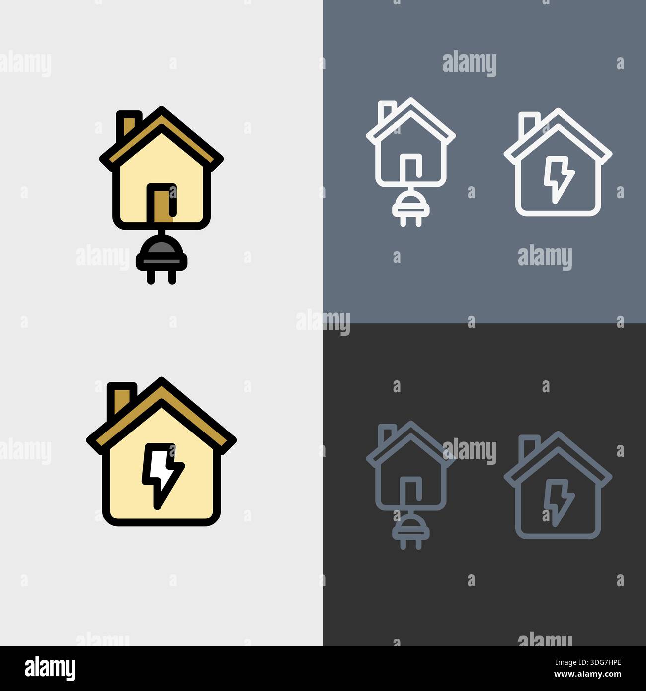 Sustainable renewable energy symbol or clipart set - filled and ...
