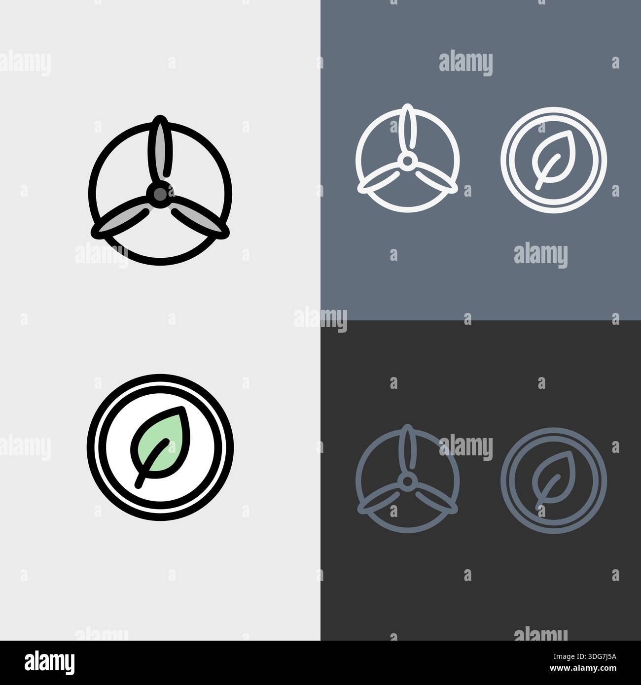 Sustainable renewable energy symbol or clipart set - filled and ...
