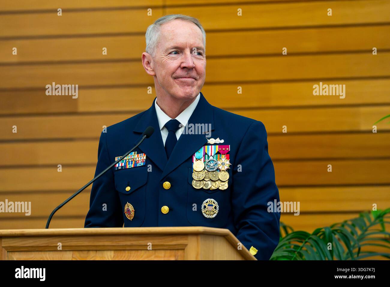 Commandant Coast Guard Adm. Kevin Lunday speaks during his Assumption ...