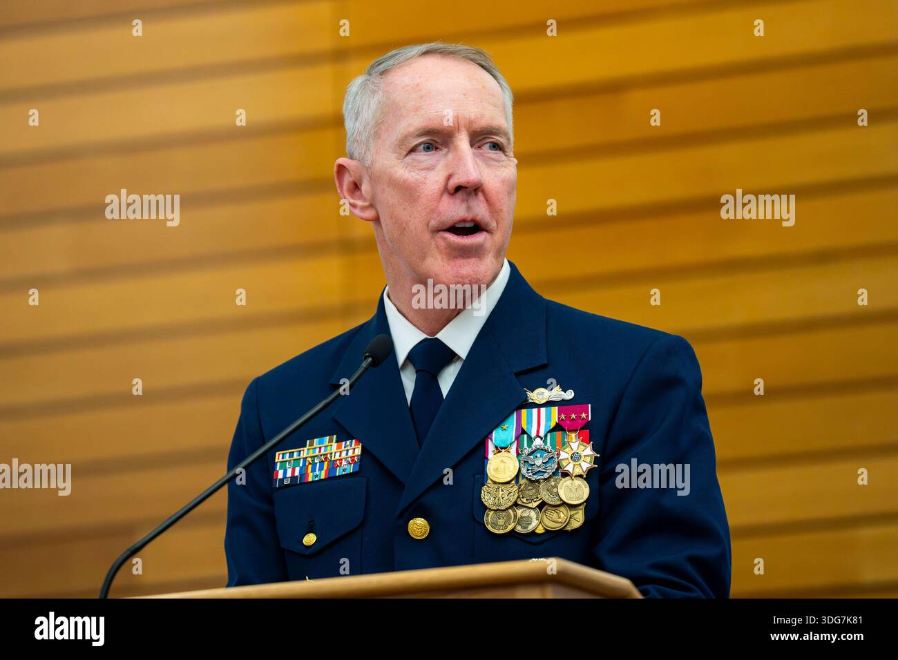 Commandant Coast Guard Adm. Kevin Lunday speaks during his Assumption ...