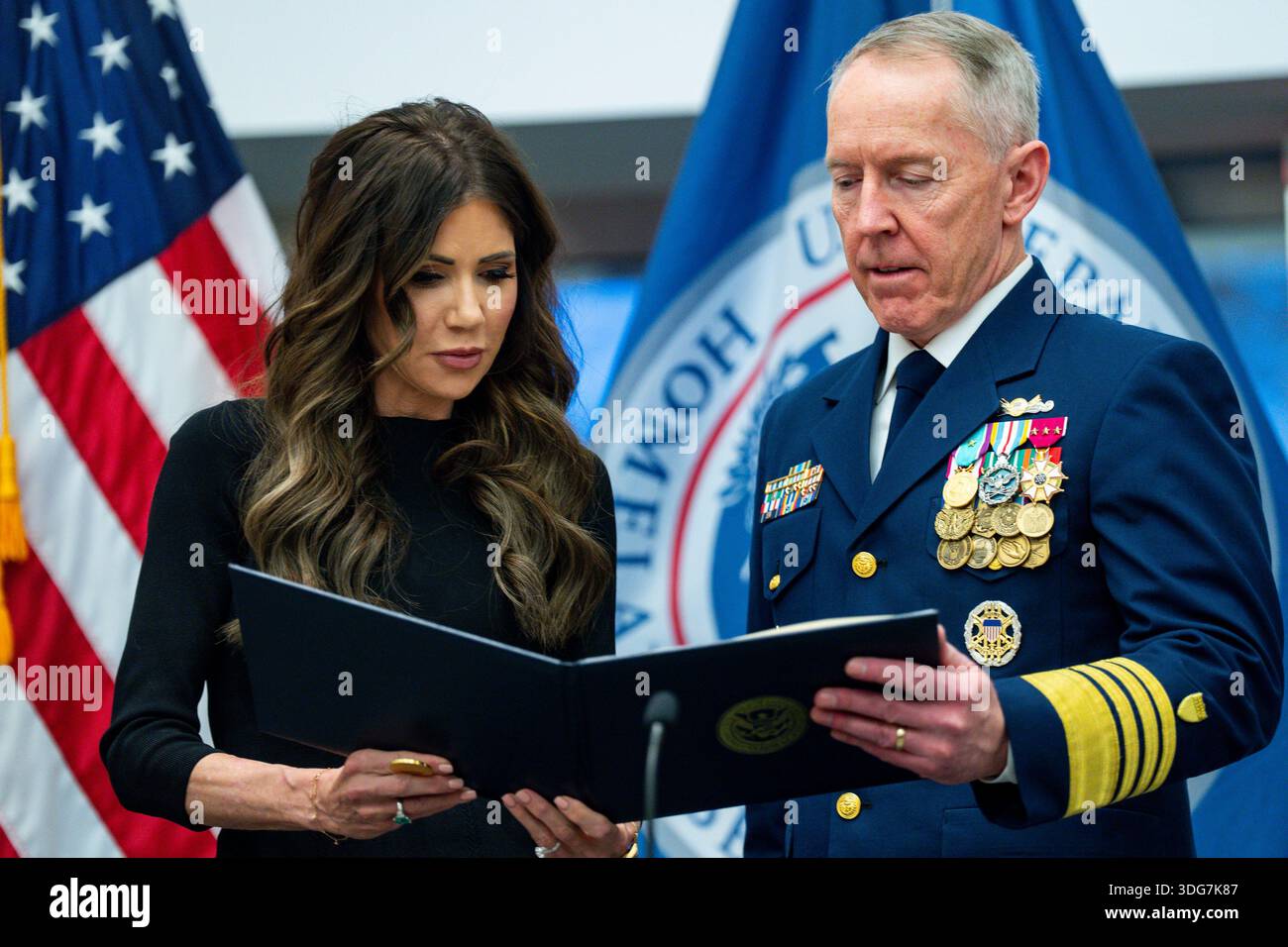 Secretary of the Department of Homeland Security Kristi Noem prepares ...