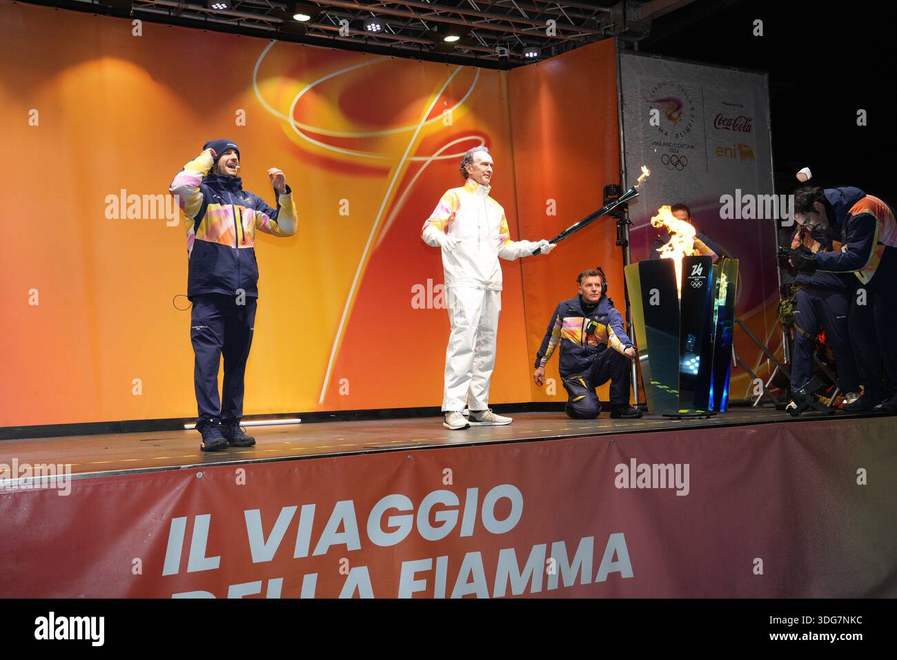 The Olympic torch arrives in Pavia Stock Photo - Alamy