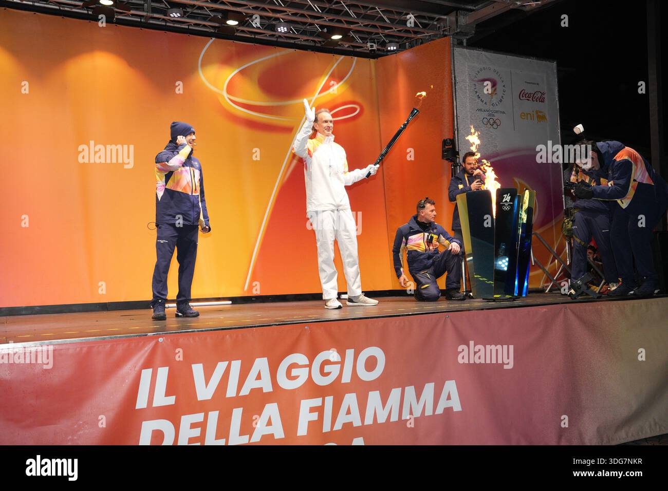 The Olympic torch arrives in Pavia Stock Photo - Alamy