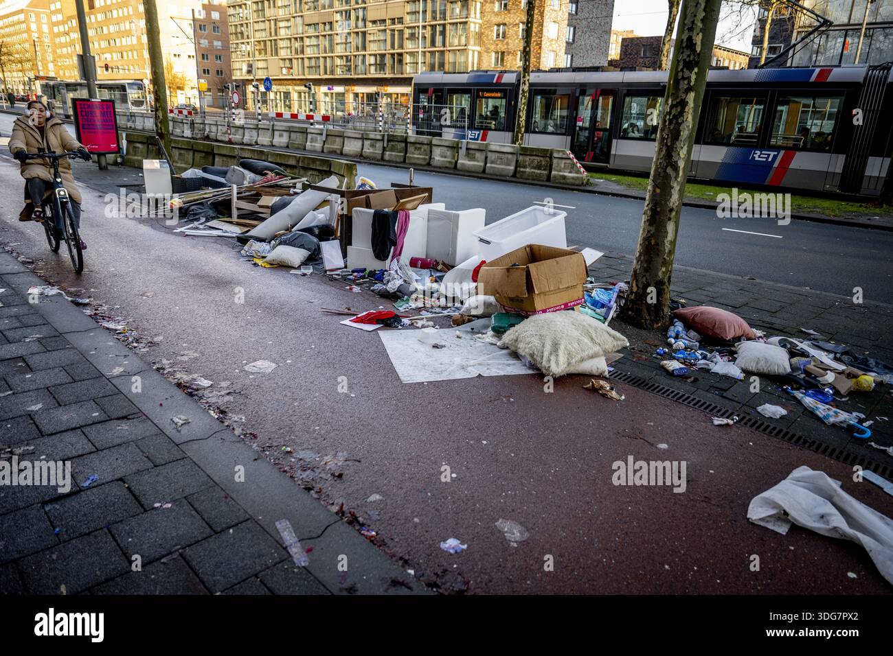 ROTTERDAM - Garbage bags in a residential area with separated waste in ...