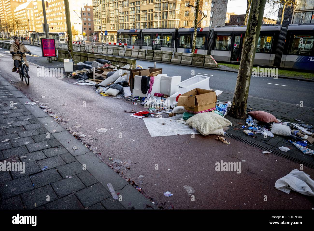 ROTTERDAM - Garbage bags in a residential area with separated waste in ...