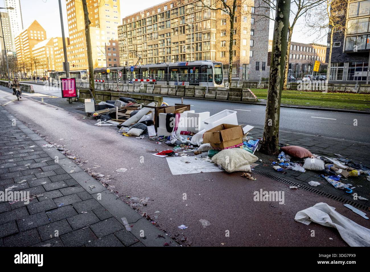 ROTTERDAM - Garbage bags in a residential area with separated waste in ...