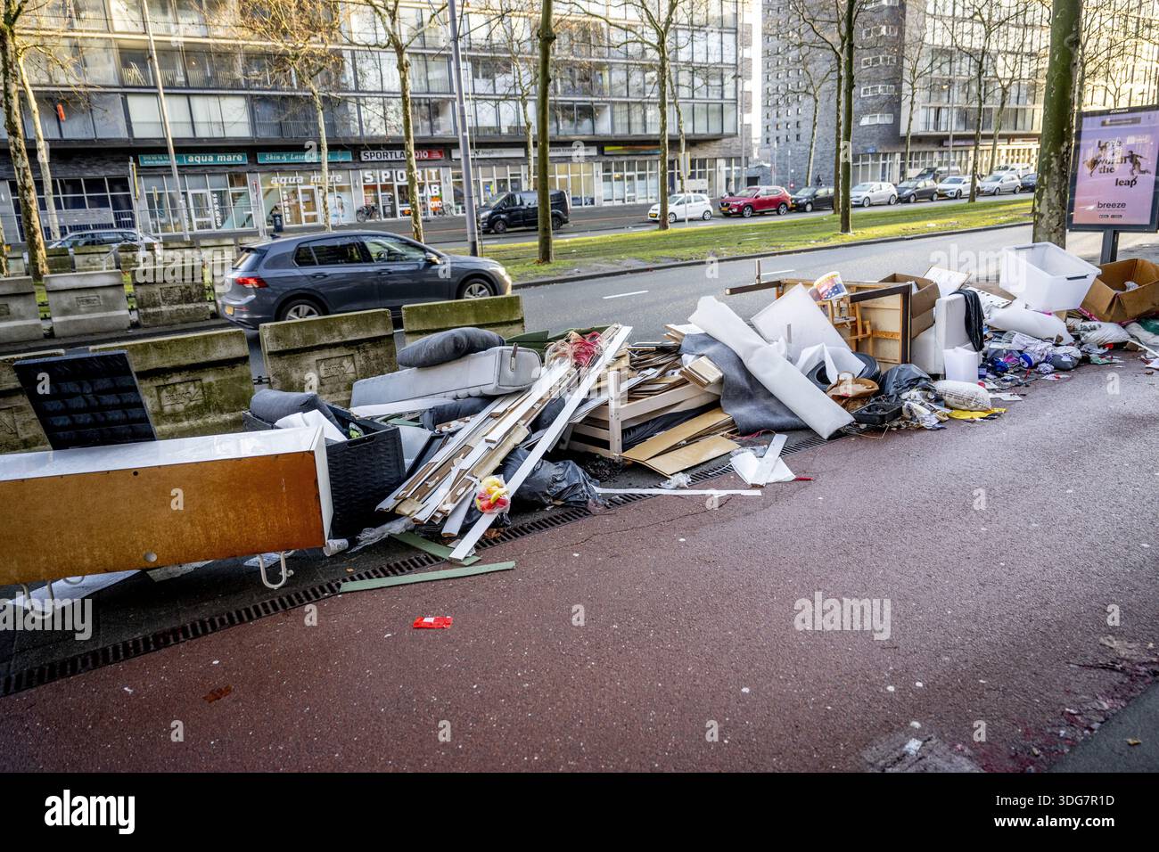 ROTTERDAM - Garbage bags in a residential area with separated waste in ...
