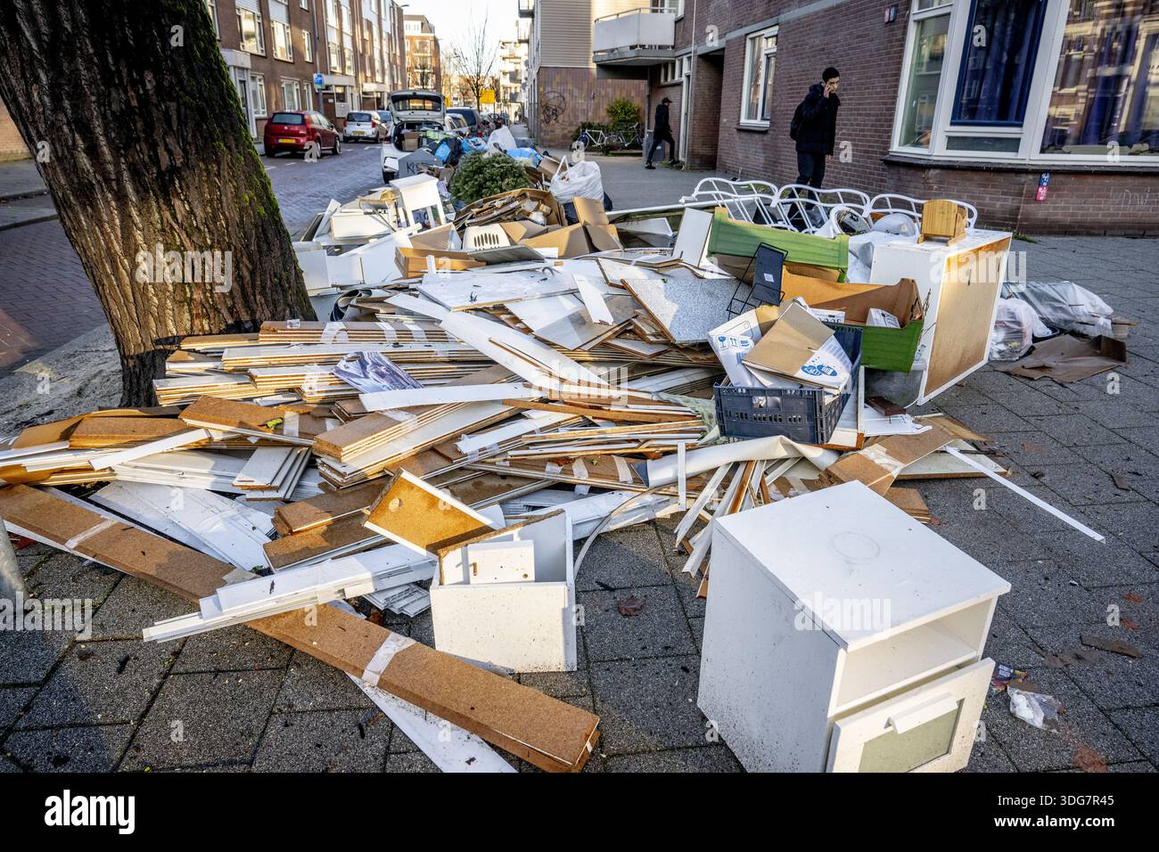 ROTTERDAM - Garbage bags in a residential area with separated waste in ...
