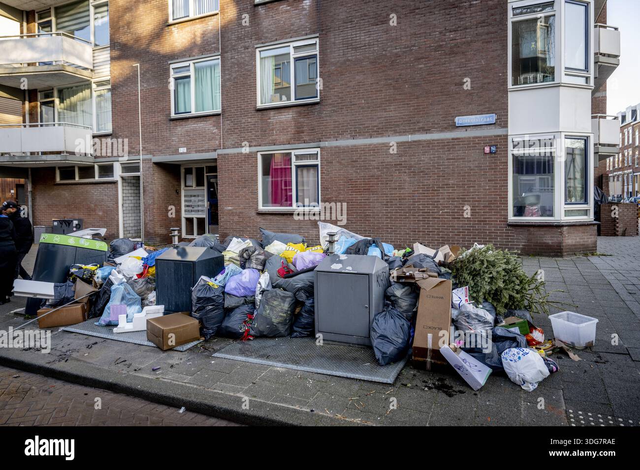 ROTTERDAM - Garbage bags in a residential area with separated waste in ...