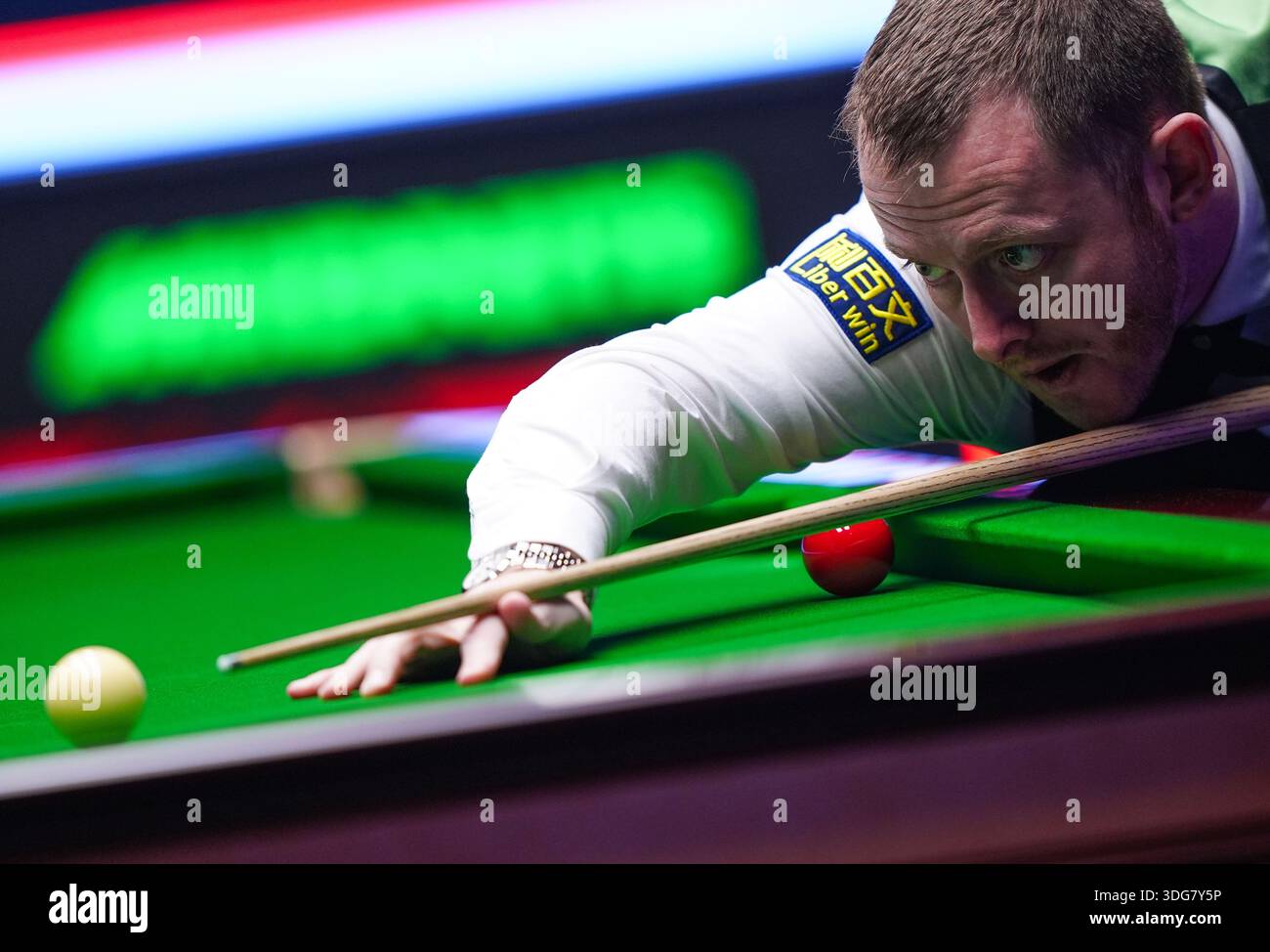 Mark Allen during his match against Judd Trump on day five of the 2026 ...