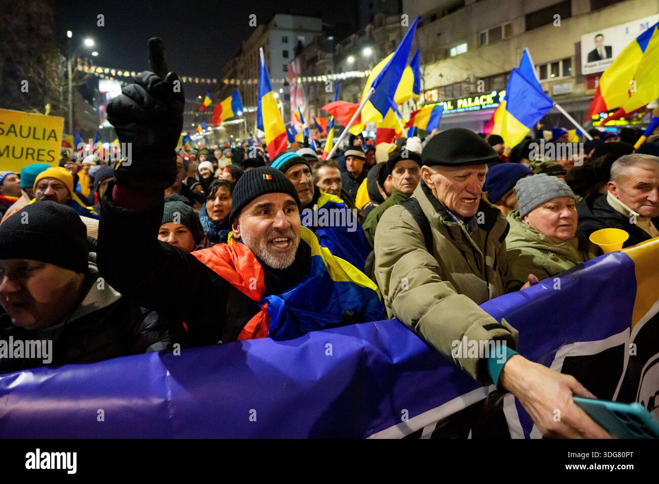 People protest against government austerity measures in Bucharest ...