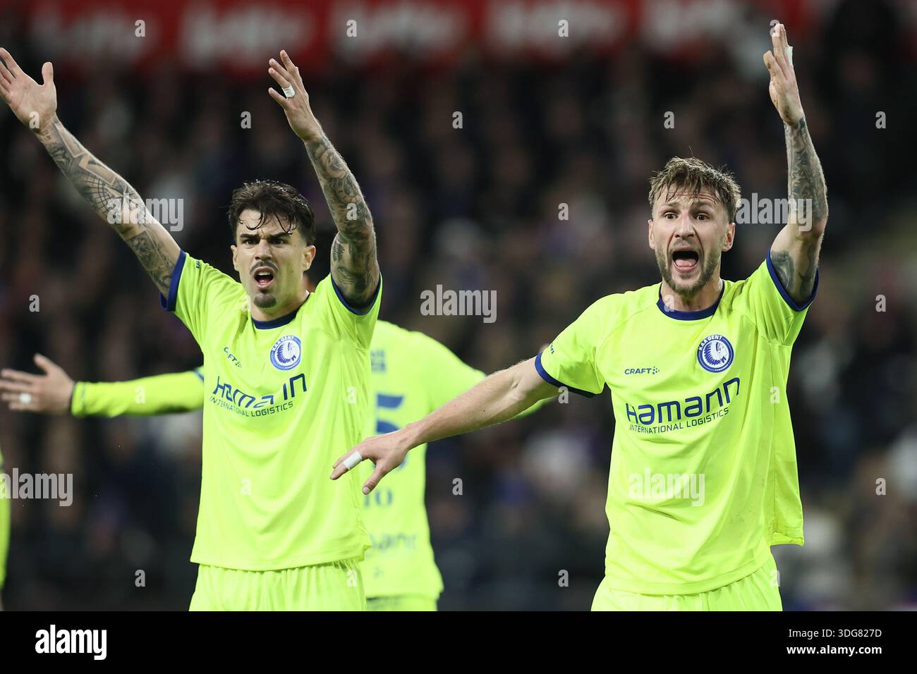 Gent's Siebe Van der Heyden reacts during a soccer game between RSC ...