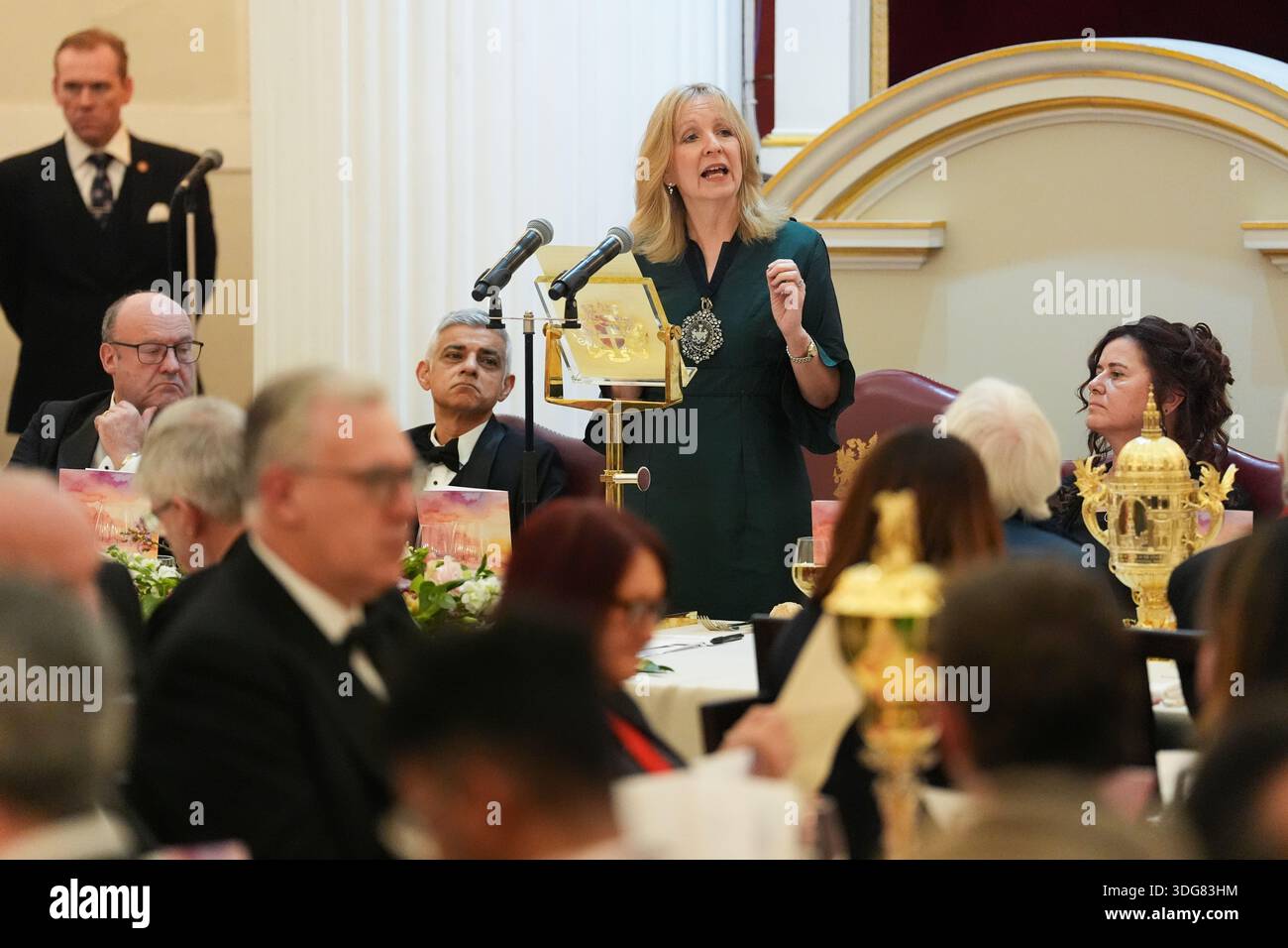 Lady Mayor of the City of London Dame Susan Langley delivers a speech ...