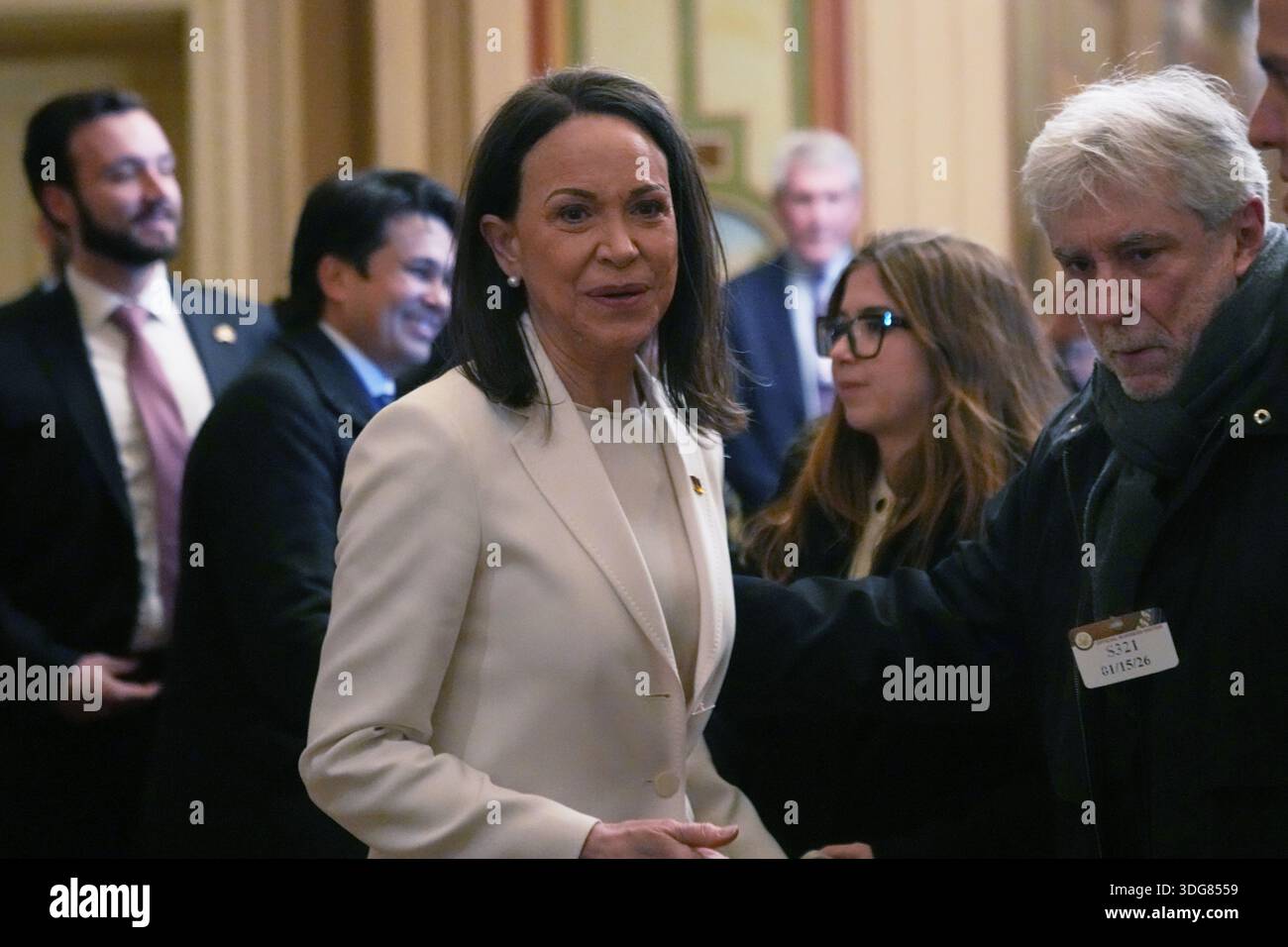 Venezuelan opposition leader María Corina Machado arrives at the ...