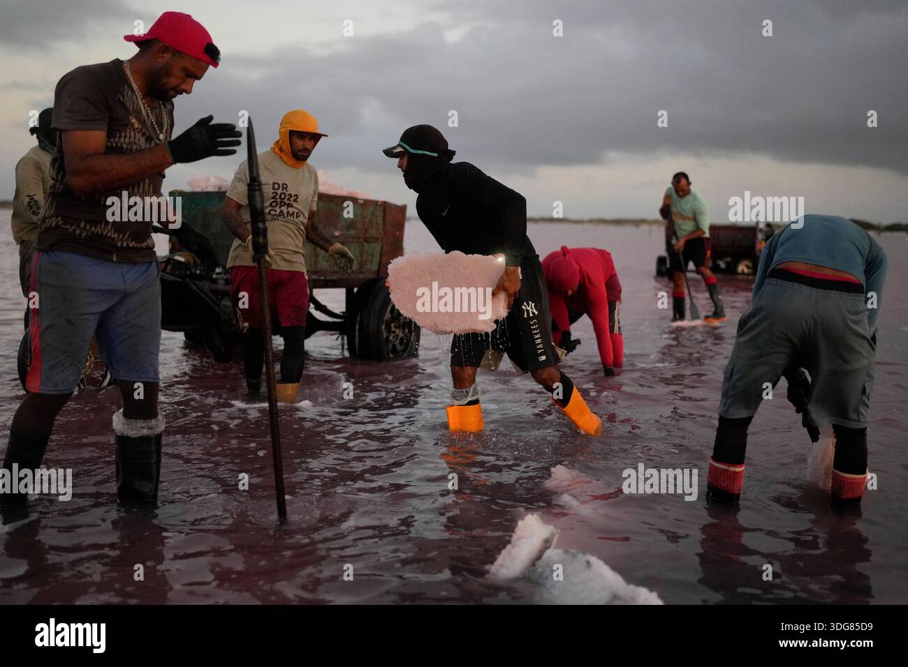 Members of the Sanchez family work at the Salinas de Cumaraguas salt ...