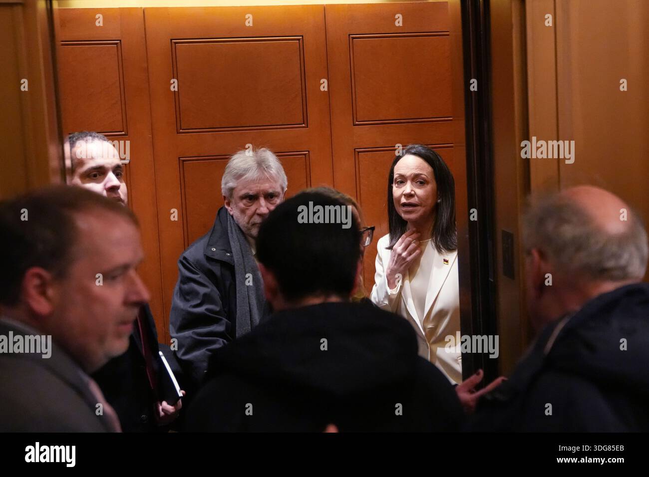 Venezuelan opposition leader María Corina Machado arrives at the ...