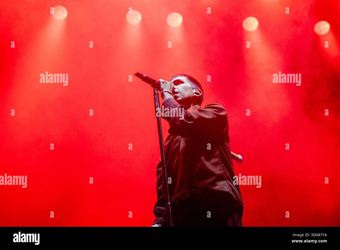 Singer Milo J during a performance at the Movistar Arena on 15 January ...