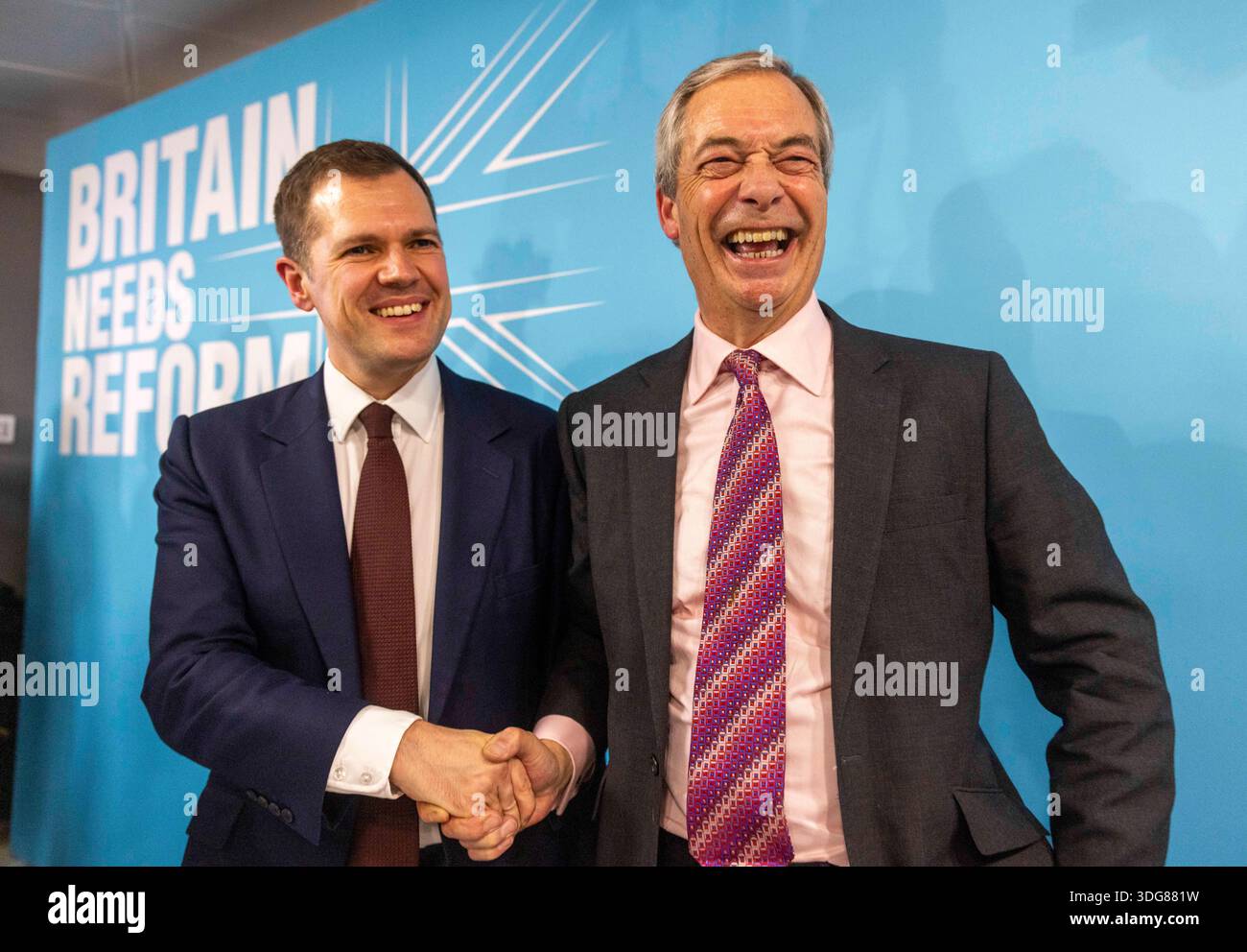 London, UK. 15th Jan 2026. Nigel Farage and Robert Jenrick Reform ...