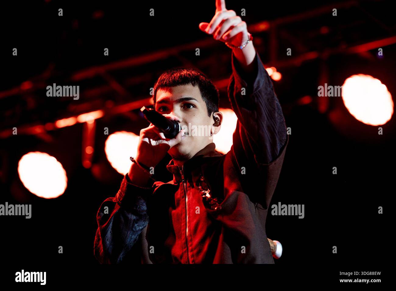 Singer Milo J during a performance at the Movistar Arena on 15 January ...