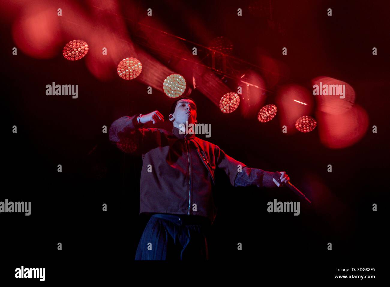 Singer Milo J during a performance at the Movistar Arena on 15 January ...
