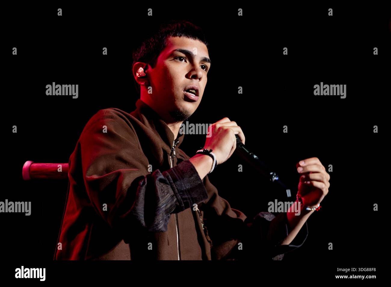 Singer Milo J during a performance at the Movistar Arena on 15 January ...