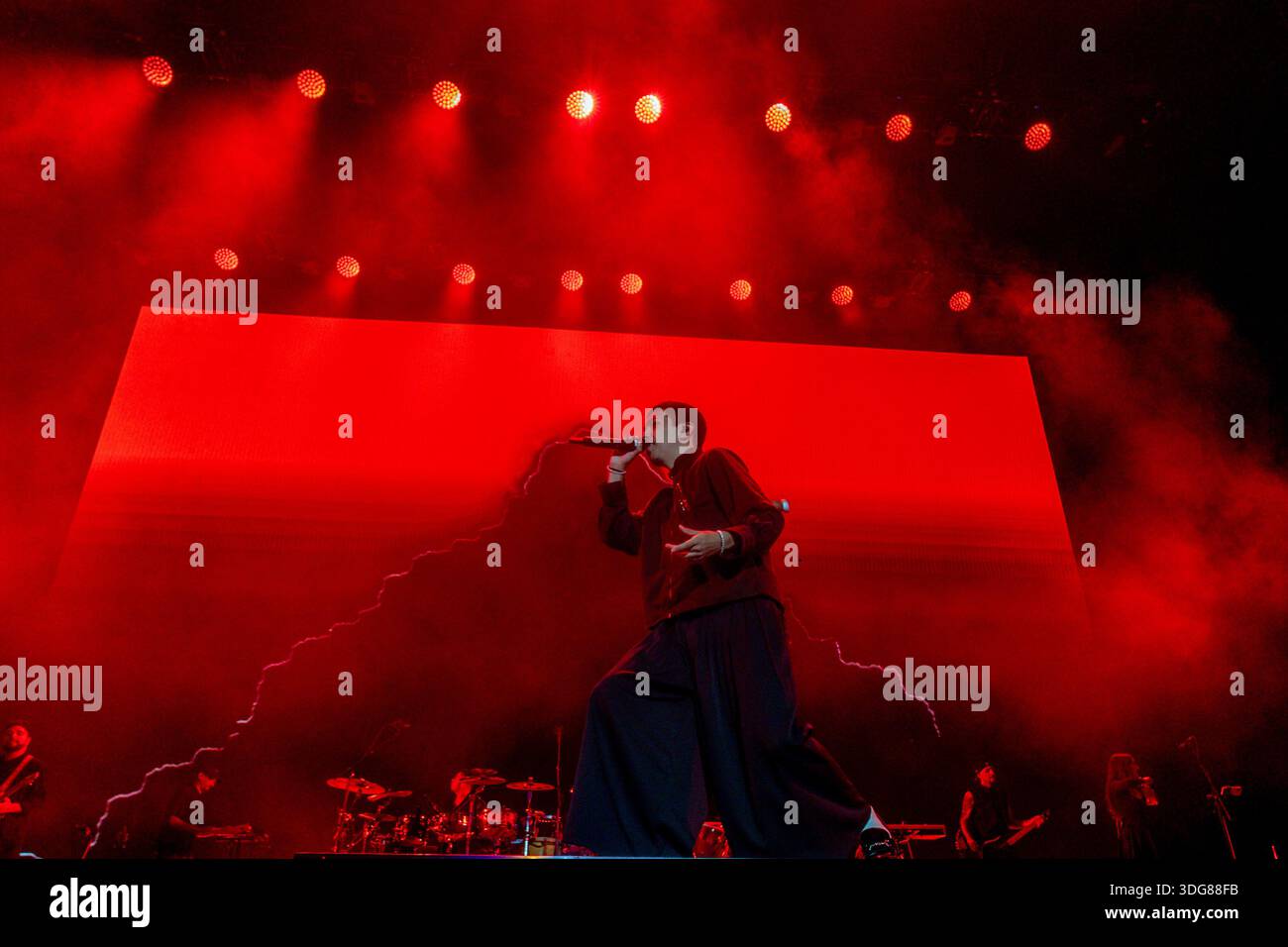Singer Milo J during a performance at the Movistar Arena on 15 January ...